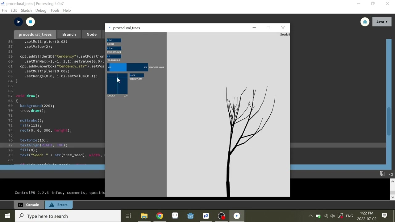Procedural Tree Generation in Processing 4