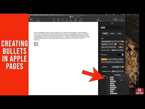 Creating Bullet Lists In Apple Pages