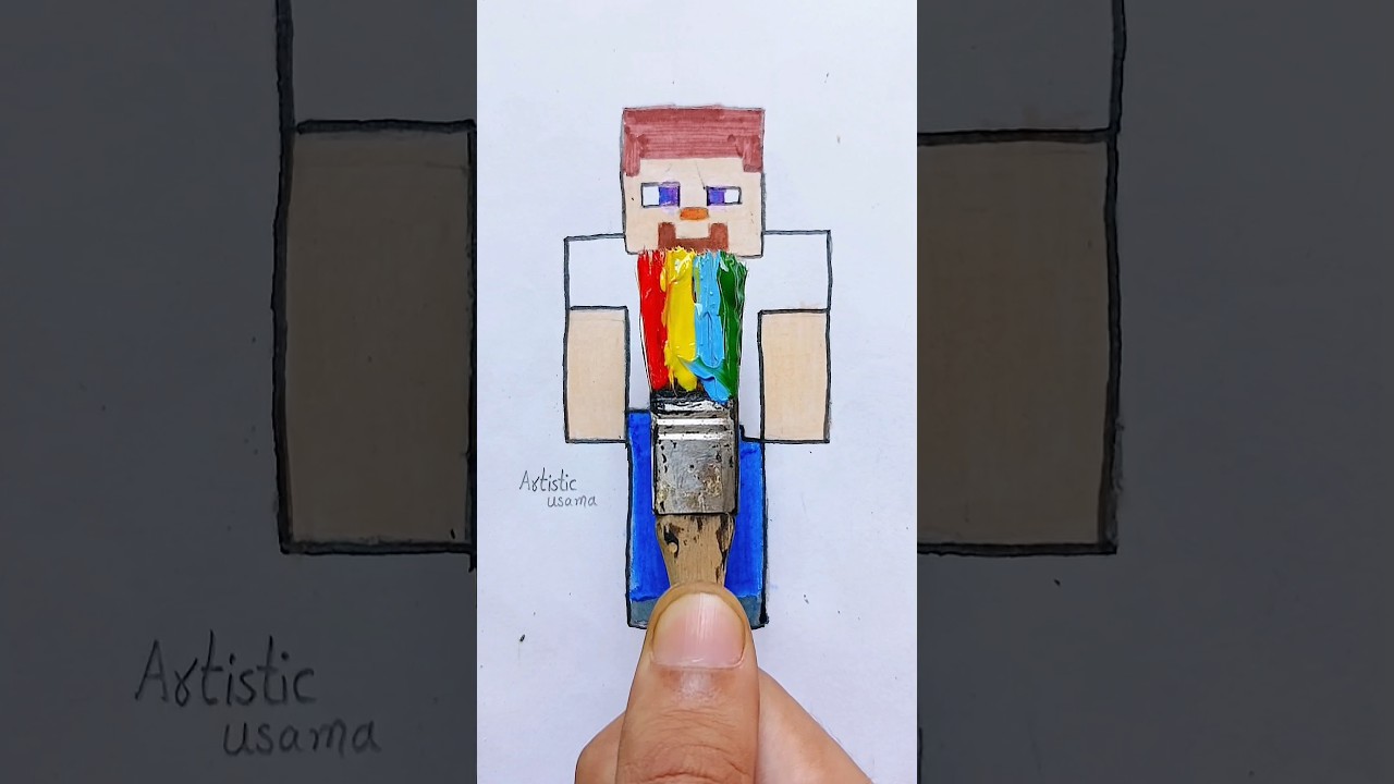 Minecraft Steve colored brush satisfying art #art #Minecraft #artisticusama