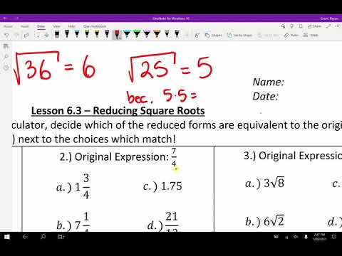 Lesson 6.3 - Reducing Square Roots