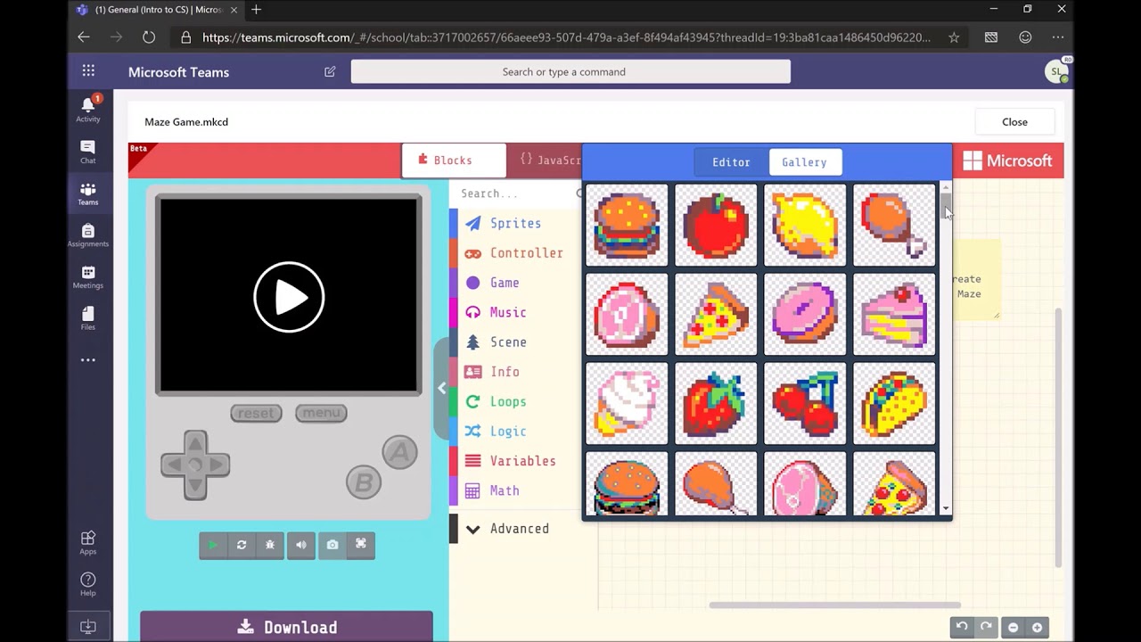 MakeCode and Teams Assignments