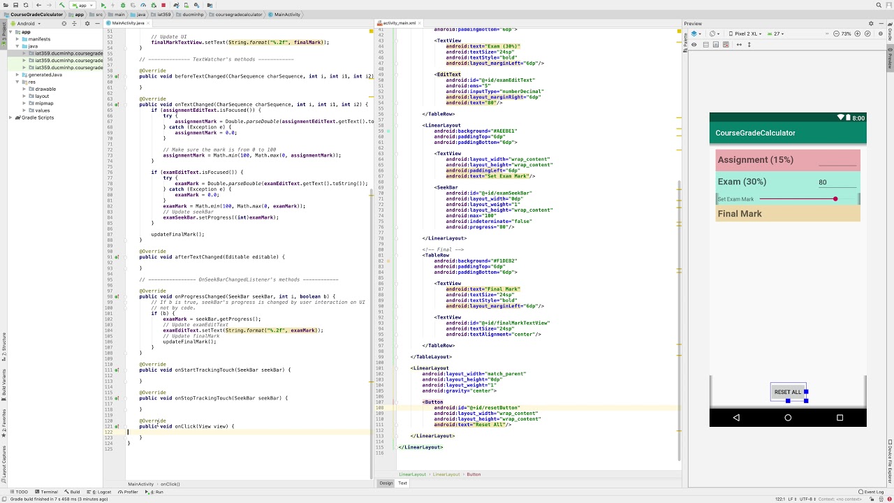 IAT 359 - Lab 03 - Part 09 - Add OnClickListener for Reset Button