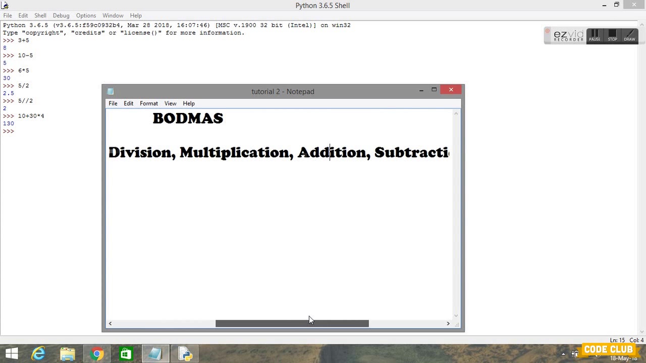 python tutorial 2 : basic math operations