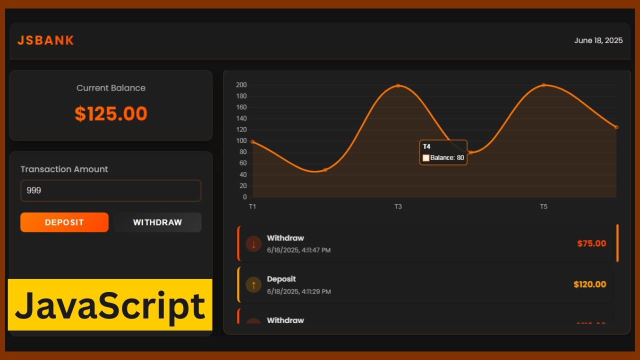 JavaScript Banking App – Full Project Tutorial (HTML, CSS, JS + Chart.js) | With Source Code