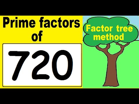 Prime factors of 720. Prime factor decomposition of 720. Factor tree method.