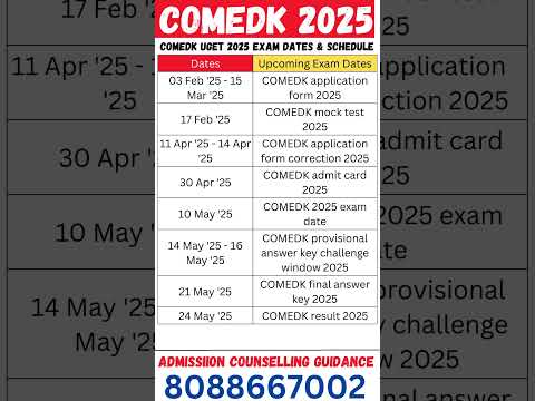 COMEDK UGET 2025 Registration Date | Application Form, Exam Date, Eligibility & Fees | #jeemain2025