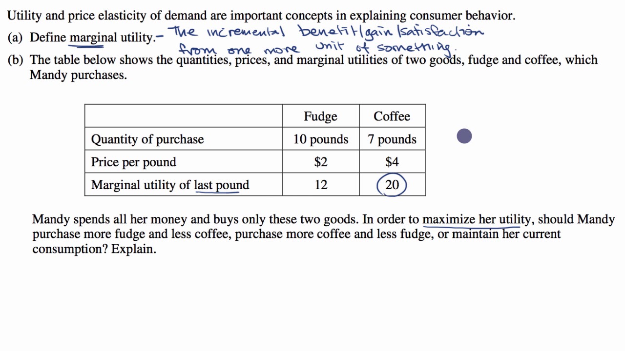 Utility maximization example