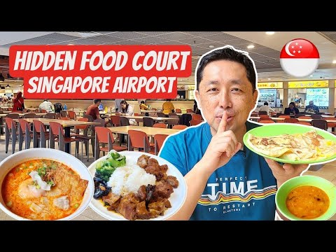 Where to eat at Singapore Airport?! 🇸🇬 Trying Changi Airport Hidden Staff Canteen Food Court