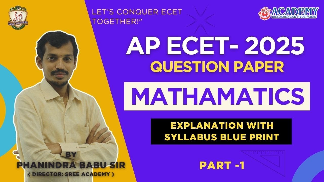 AP ECET 2025 Maths Full Paper Analysis & Solutions | Score High in ECET! |SREE ACADEMY ECET | PART_1
