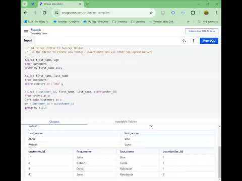 Using Online SQL Editor to Execute Simple SQL Queries