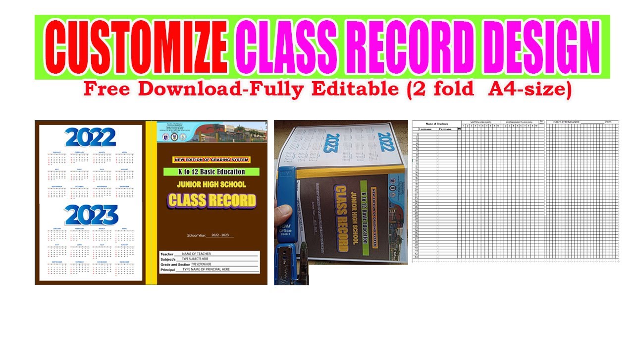 CUSTOMIZE COMPUTERIZED CLASS RECORD design