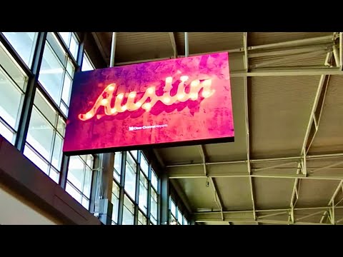 Austin, TX - airport arrival, baggage claim, rental car, heading into Austin 