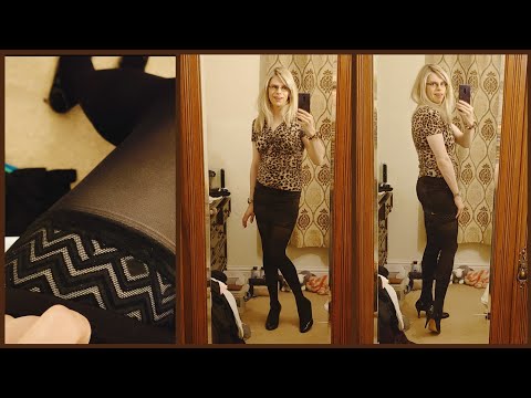 TGirl in Leopard Print Top with Stay Ups - Alex Faxton