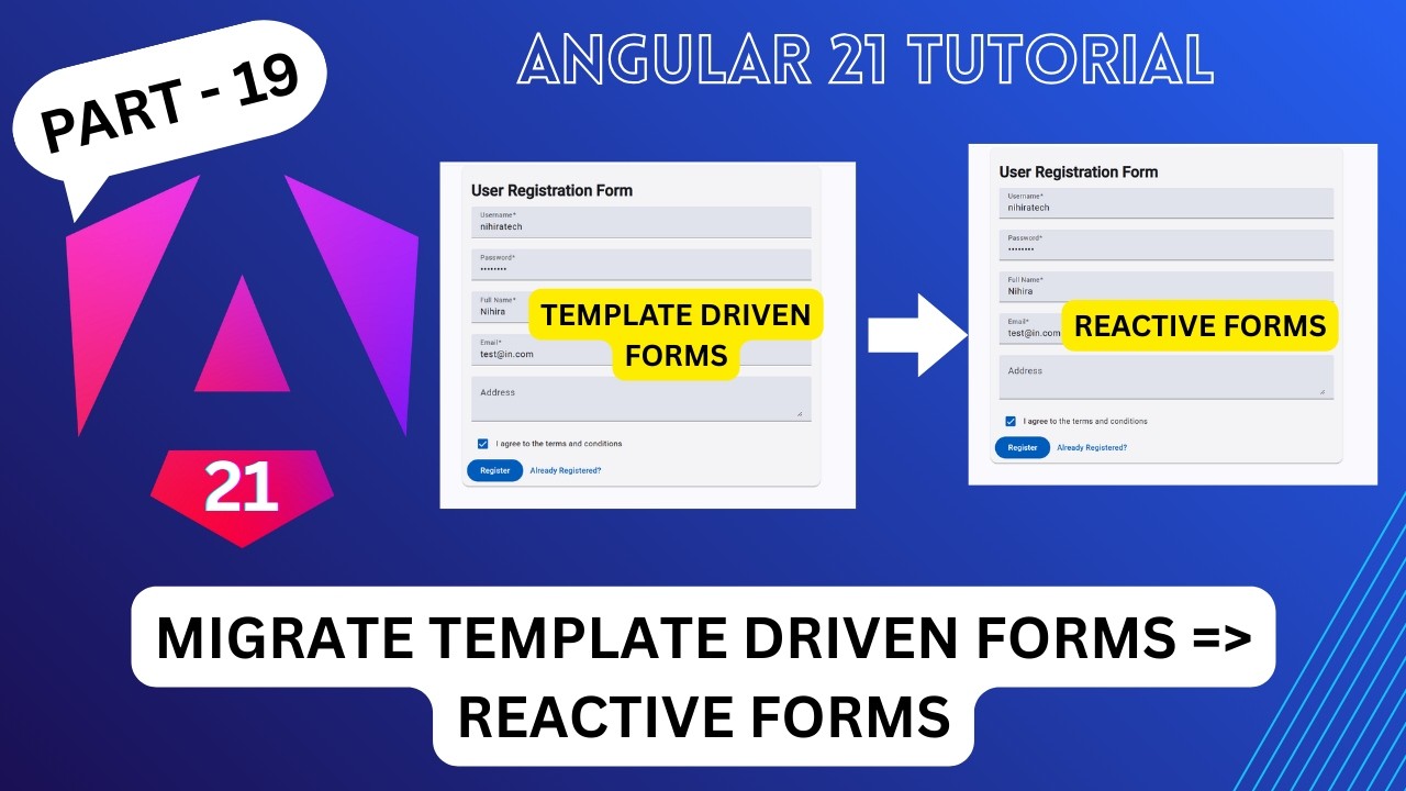 Migrate angular 21 template driven forms to reactive forms