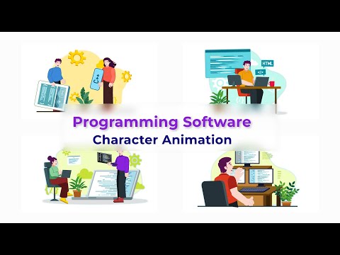 Programming Software | Flat Character Motion Graphic Animation | After Effects Templates