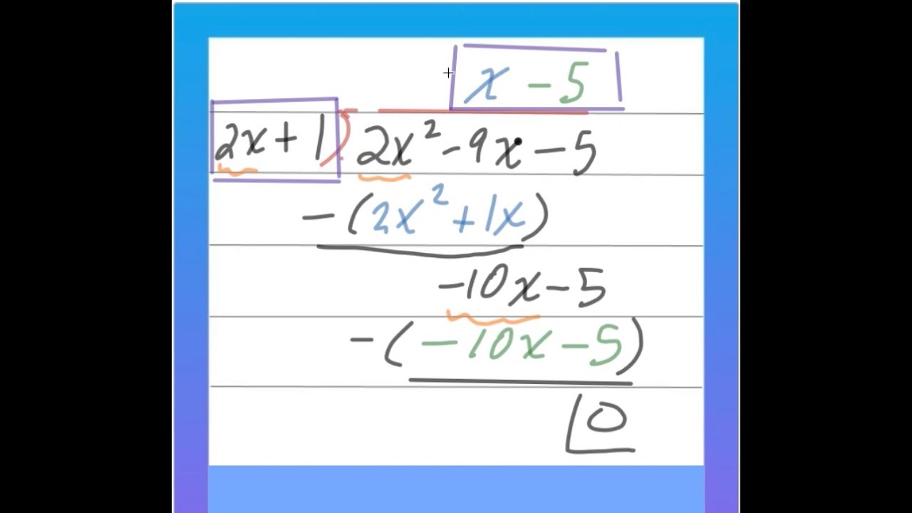 Polynomial Long Division with Graphing Calculator Check