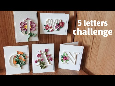 5 letters challenge: A,J,N,O,W - Mini Cards - Paper Quilling Typography Art