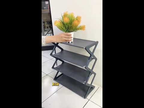 Rak Sepatu dan Sendal Glam Rak Besi Tiang Plastik 4 Tingkat ...
