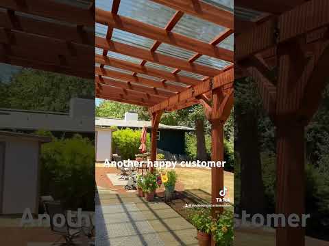Finished up another redwood patio cover with smoked gray polycarbonate roofing! #patio #construction