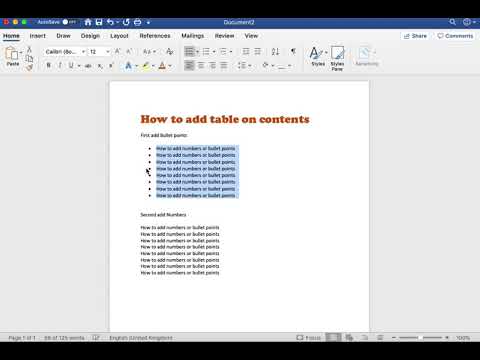 How to add bullet points in Word