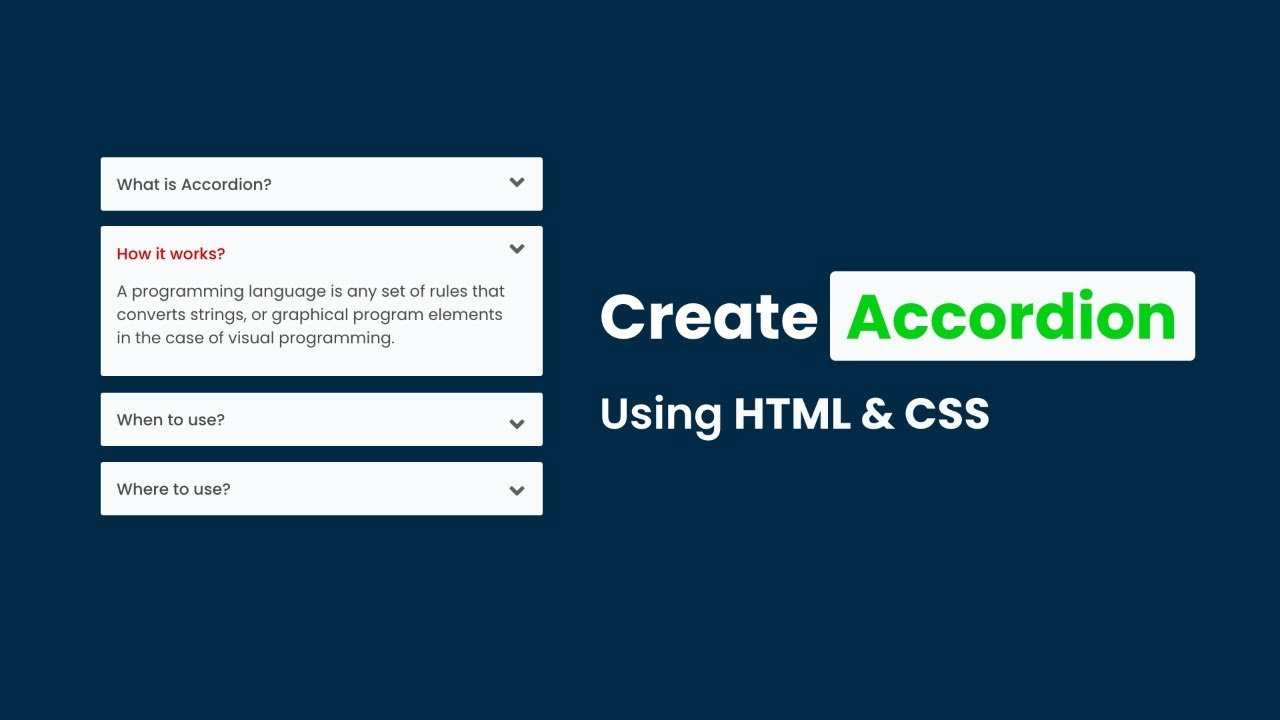 How To Make Accordion Design Using HTML And CSS Step By Step