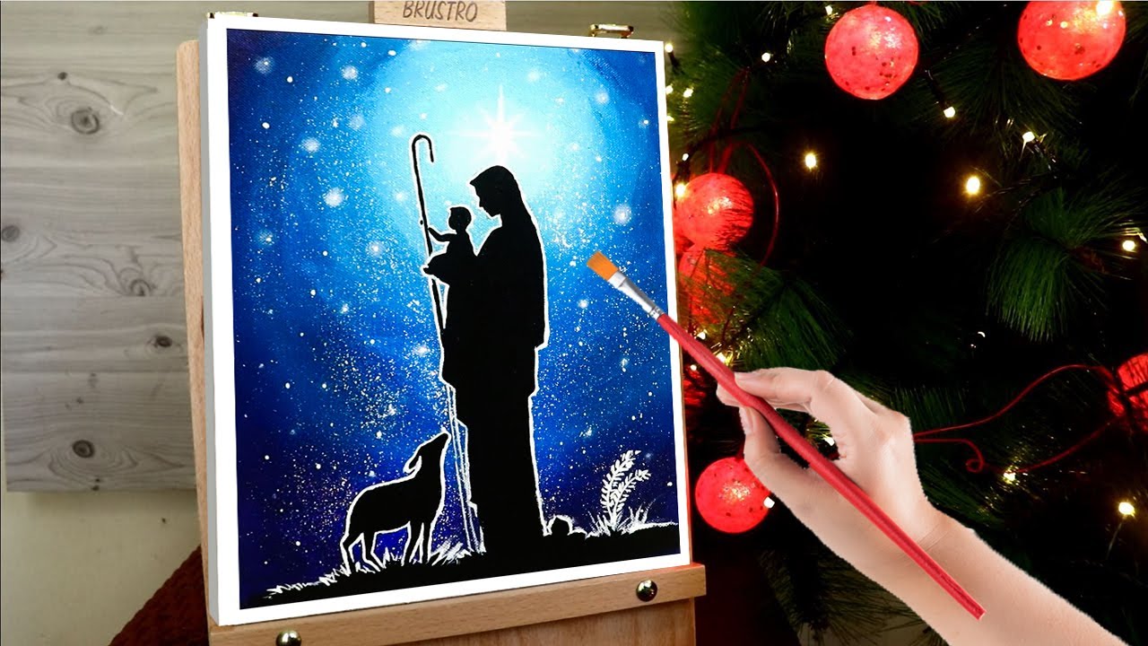 Mary and Baby Jesus Easy Christmas painting Step By Step - Daily Art Challenge #263