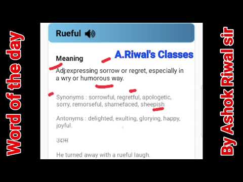 Rueful// Meaning and Pronunciation//Synonyms and Antonyms//Word of the day// By Ashok Riwal sir
