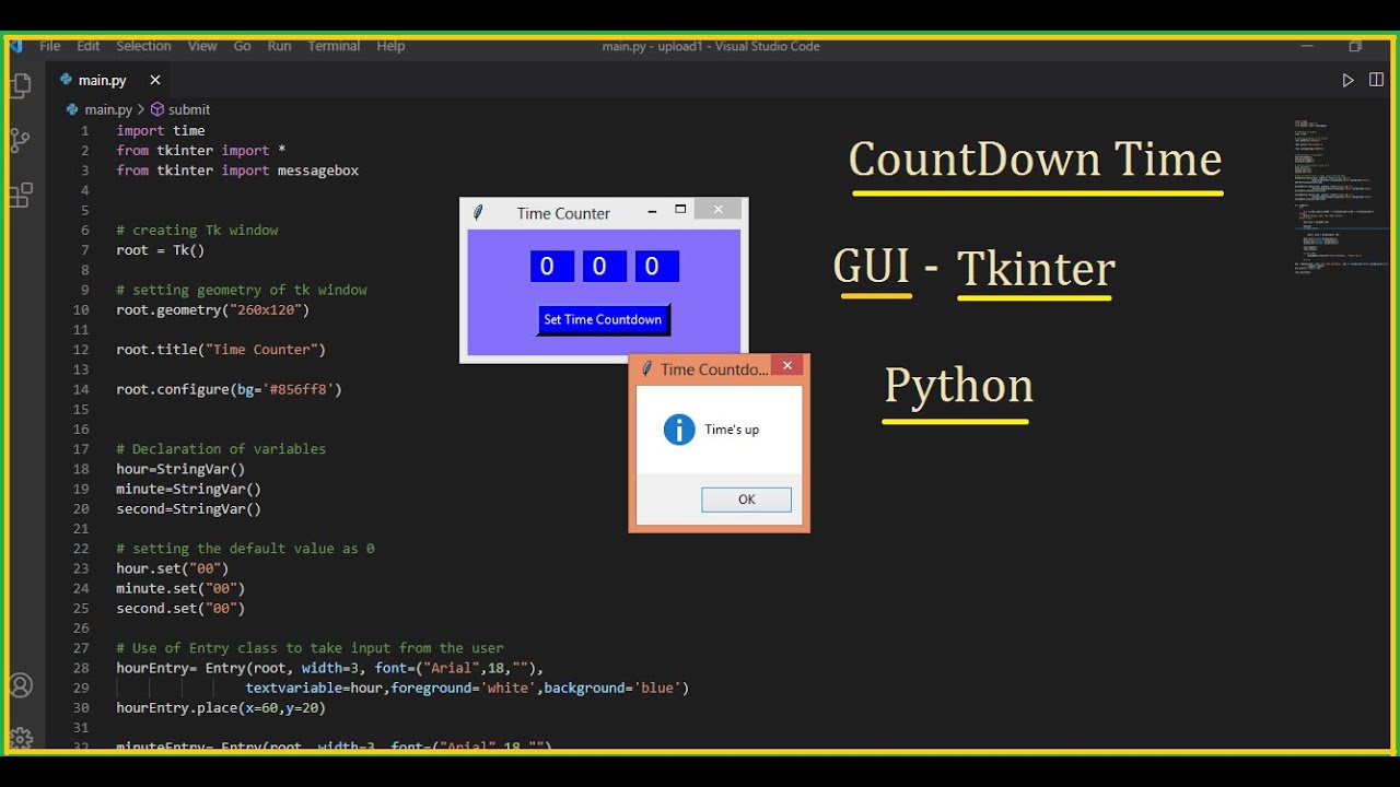 Best Digital Countdown Timer Display  GUI - Tkinter Module Python | source code is in description