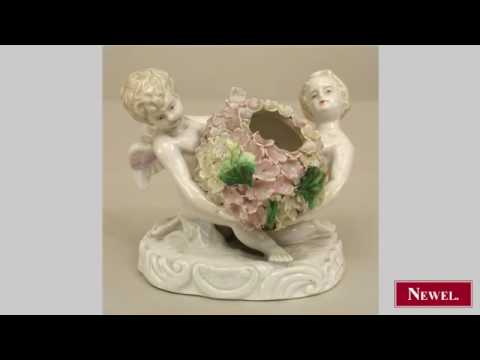 Antique German Dresden (19th Cent) porcelain vase of two