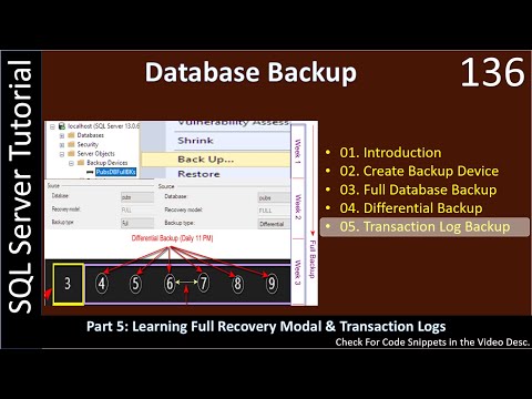 Database Backup | Part 5 - Full Recovery and Transaction Log | SSMS TSQL Tutorial #136