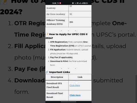 UPSC CDS II Exam 2024 Final Result Out #shorts #result #sarkarunaukari #upsc #upscexam #