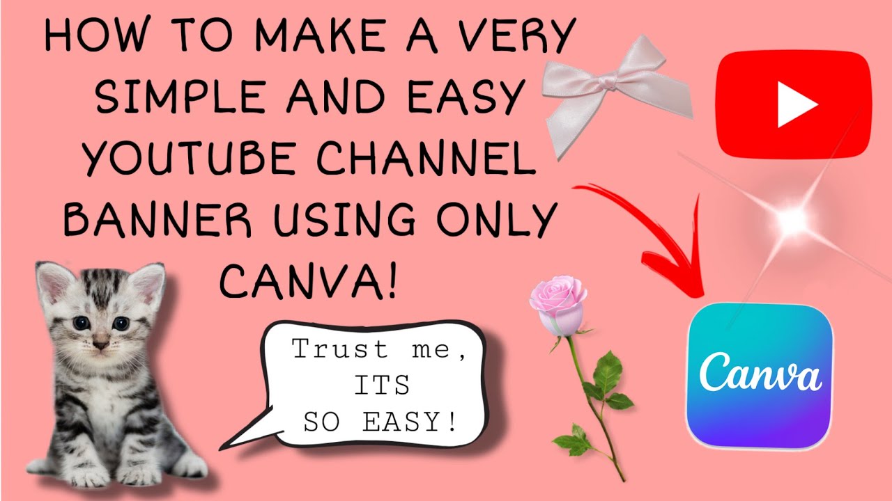 HOW TO MAKE A YOUTUBE CHANNEL BANNER USING ONLY CANVA! EASY - Rose Gold