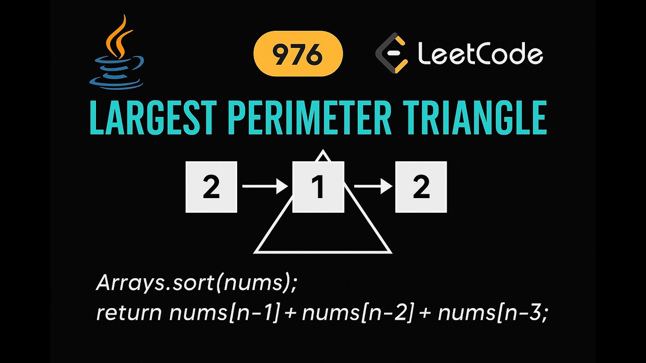 LeetCode 976: Largest Perimeter Triangle | Java Solution | Two Pointer Technique
