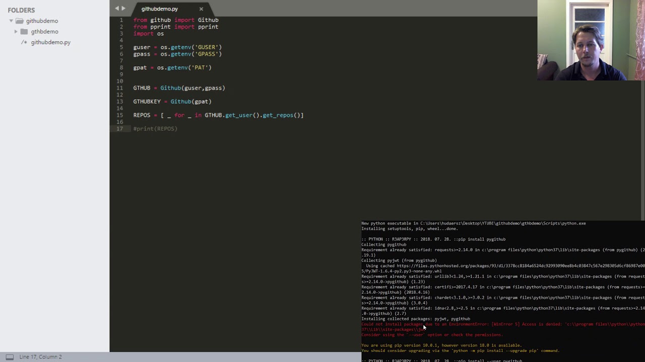Python - pyGithub getting started