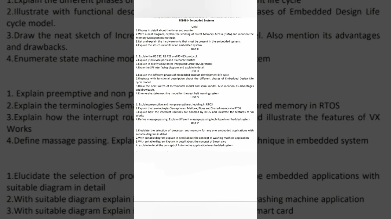 EE8691 Embedded systems Important Questions #eee #importantquestions #annauniversity
