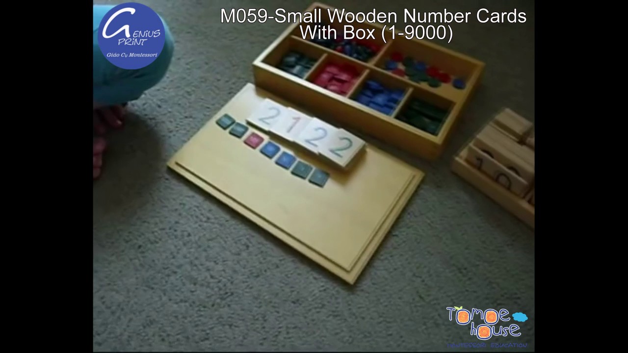 M059 Small Wooden Number Cards With Box 1 9000-Các thẻ số từ 1 đến 9000|Giáo cụ Montessori
