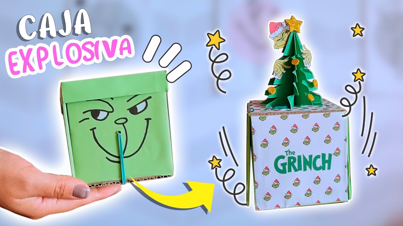 CAJA SORPRESA EXPLOSIVA!! de EL GRINCH 💚🎉regalo sorpresa + Moldes Gratis |Tu Diva Creativa
