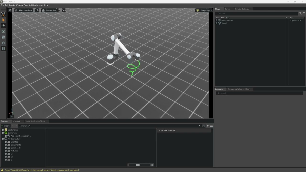 Universal Robots UR10: 3D Trajectory Tracing Demo in NVIDIA ISAAC Lab