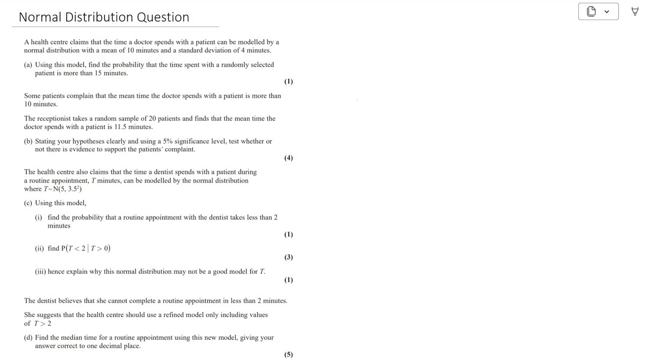A-level Statistics Edexcel 2020 Q5 Explained WITHOUT Conditional Probability - Normal Distribution