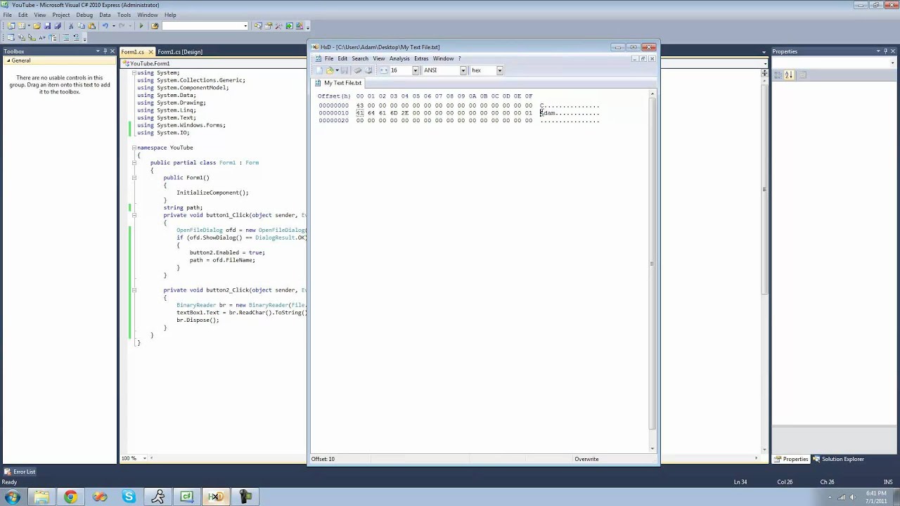 C# Beginners Tutorial - 41 - BinaryReader pt 1