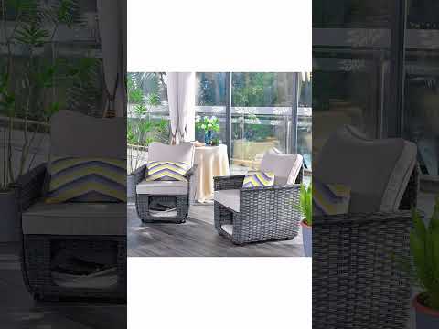 Ovios Patio Chairs Black Wicker 2 Pieces Multipurpose Wood Cat Furniture