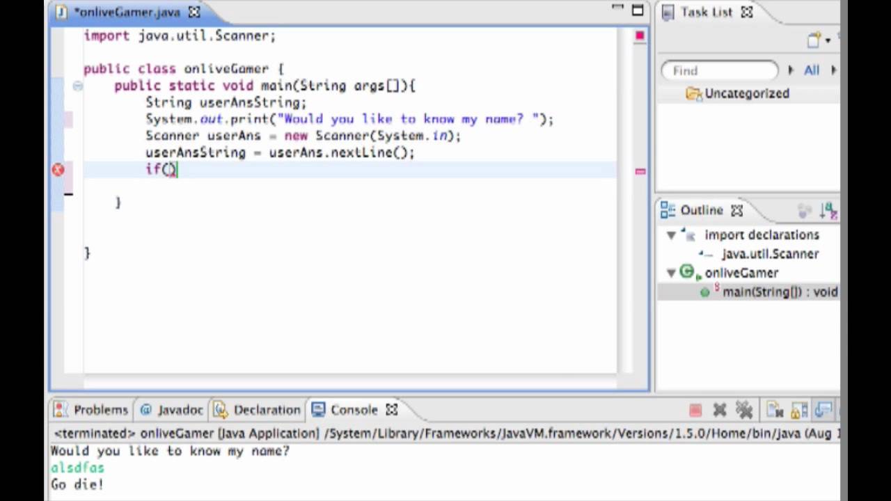 Java Tutorial 5 - If Statement