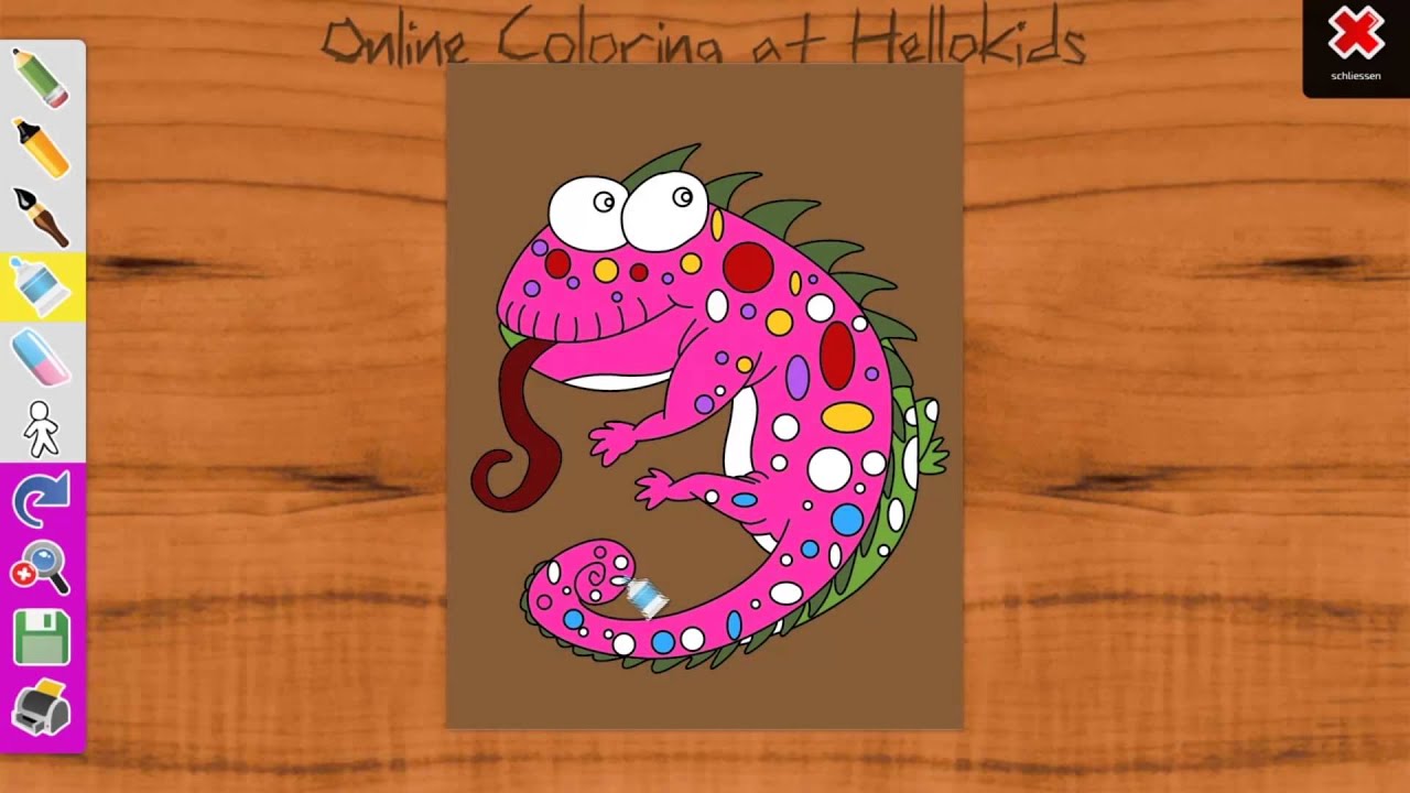 Coloring tutorial: how-to color a Chameleon (Hellokids)