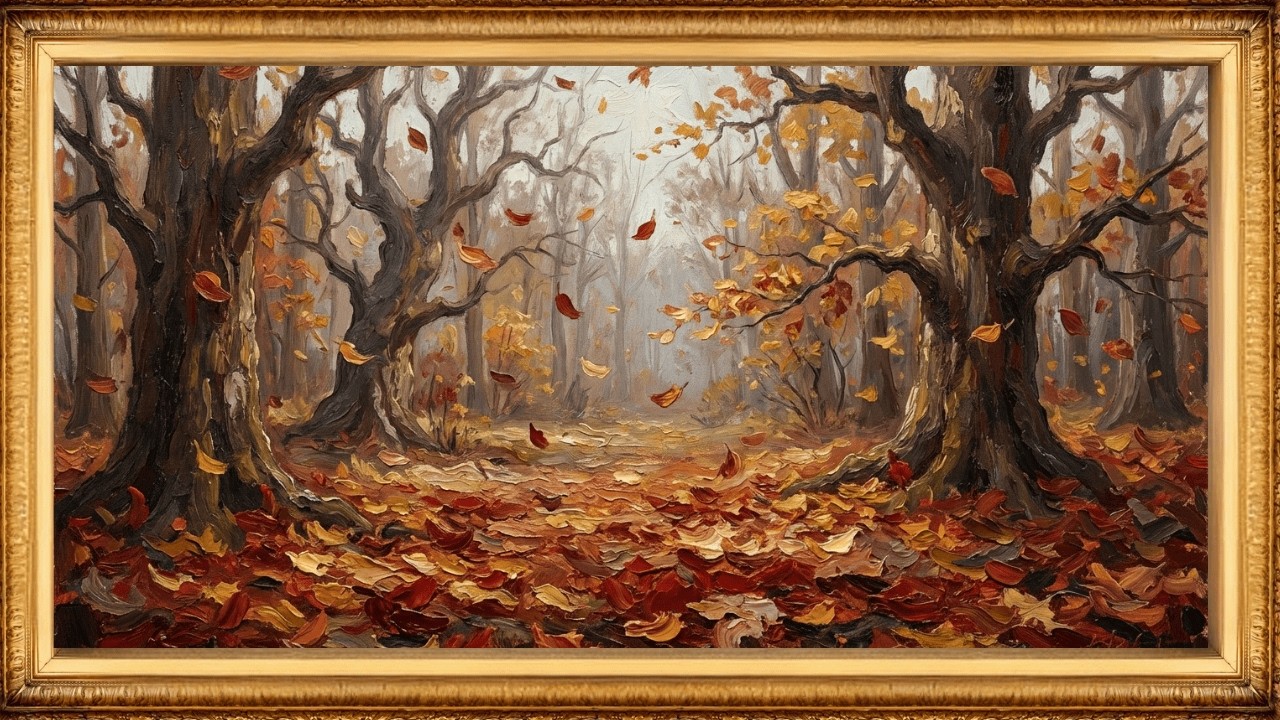 Falling Autumn Leaves | Art Framed Screensaver | Oil Painting Art for Your TV 4K