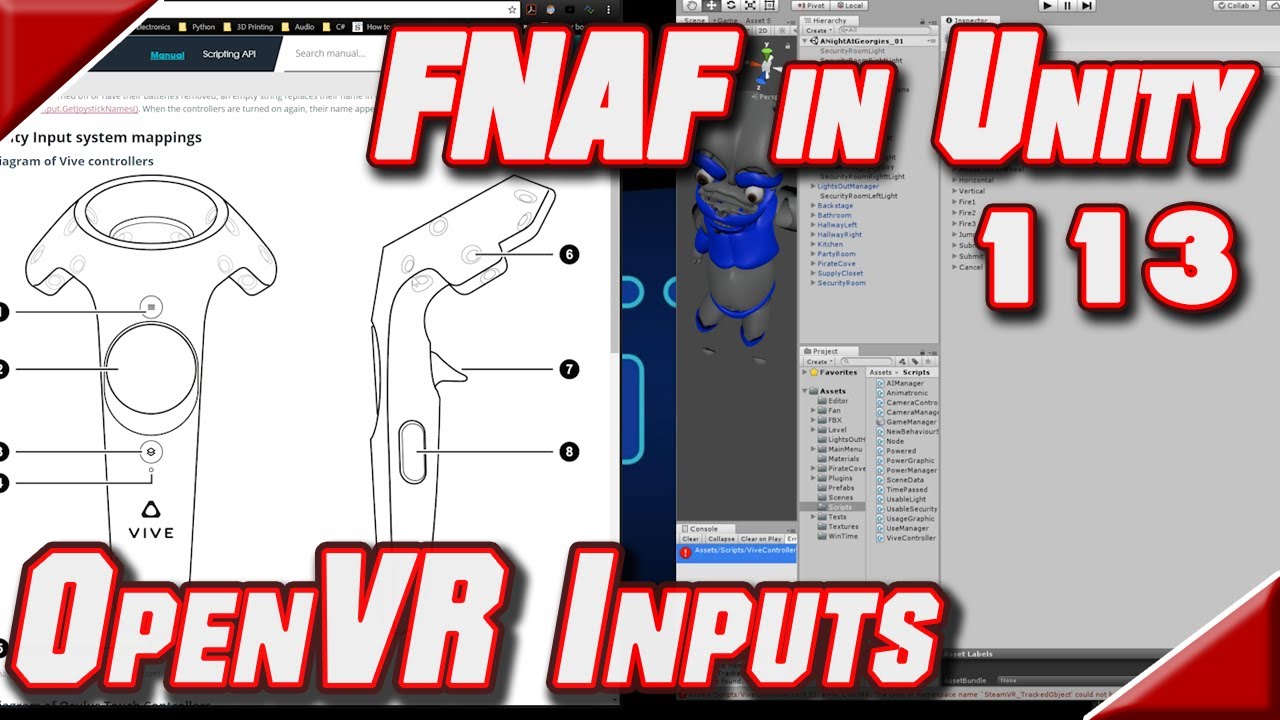 FNAF in Unity + Vive - 113 - Adding OpenVR Inputs