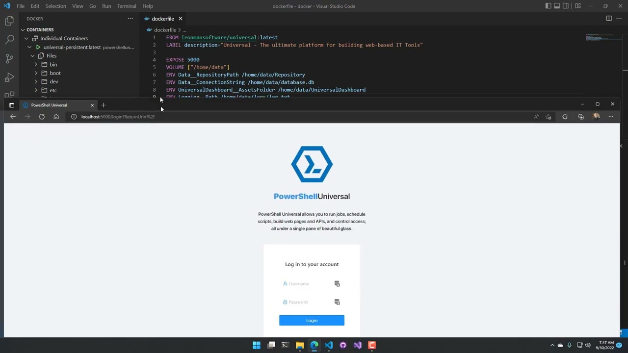 PowerShell Universal Training - Installation - Persistent Docker Container