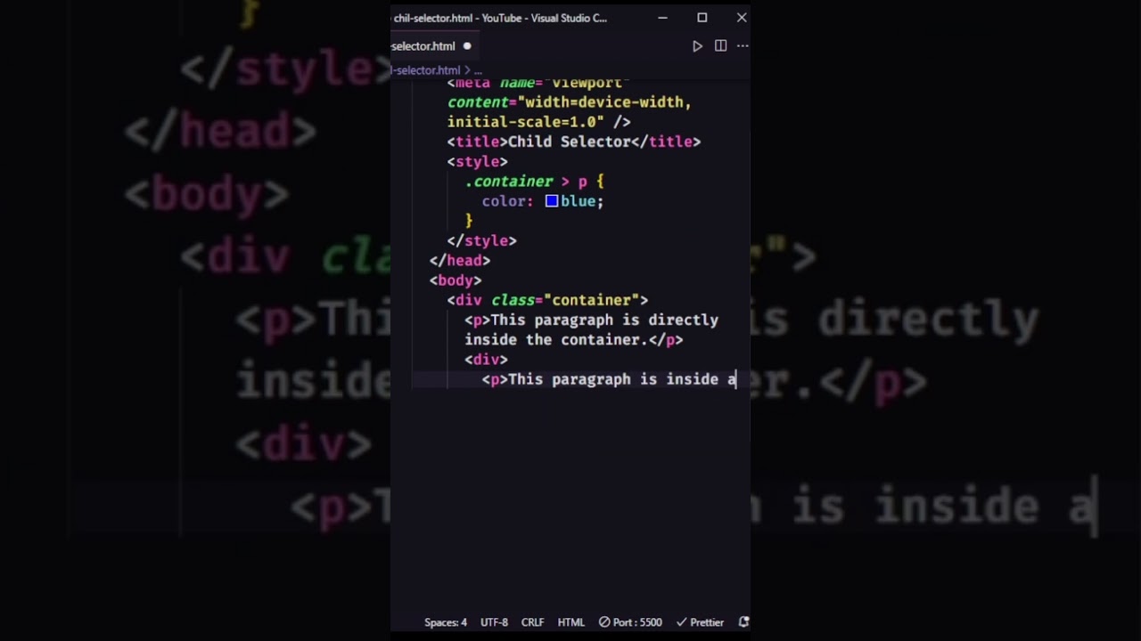 Learn Child Selector CSS  in One Short #code #web