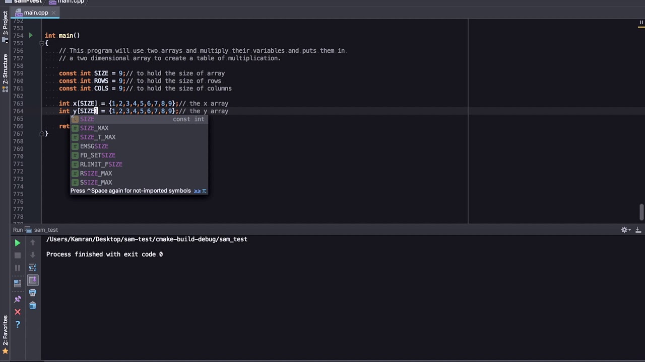 Multiplication Table using 2 Dimensional array in C++.
