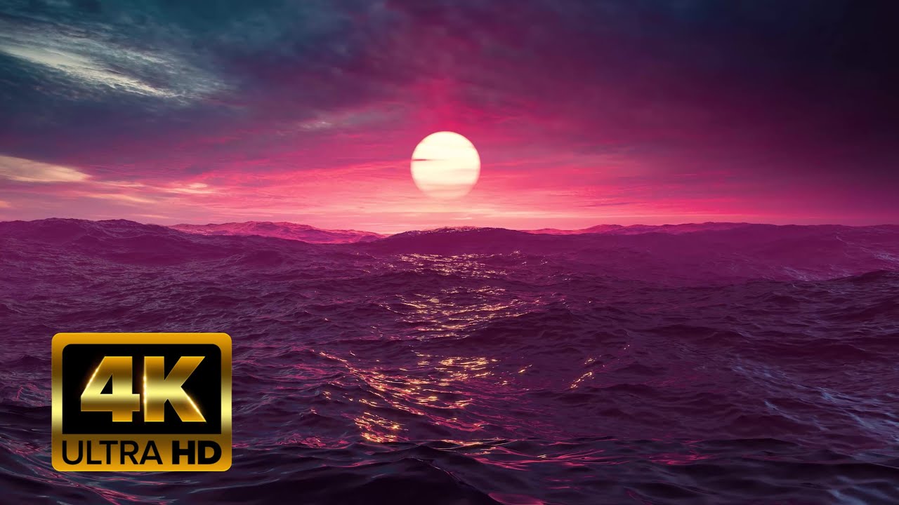 Purple Sunset🌇 Ocean Live 4K Wallpaper: Dreamy Vibes For PC #livewallpaper #sunset #nature