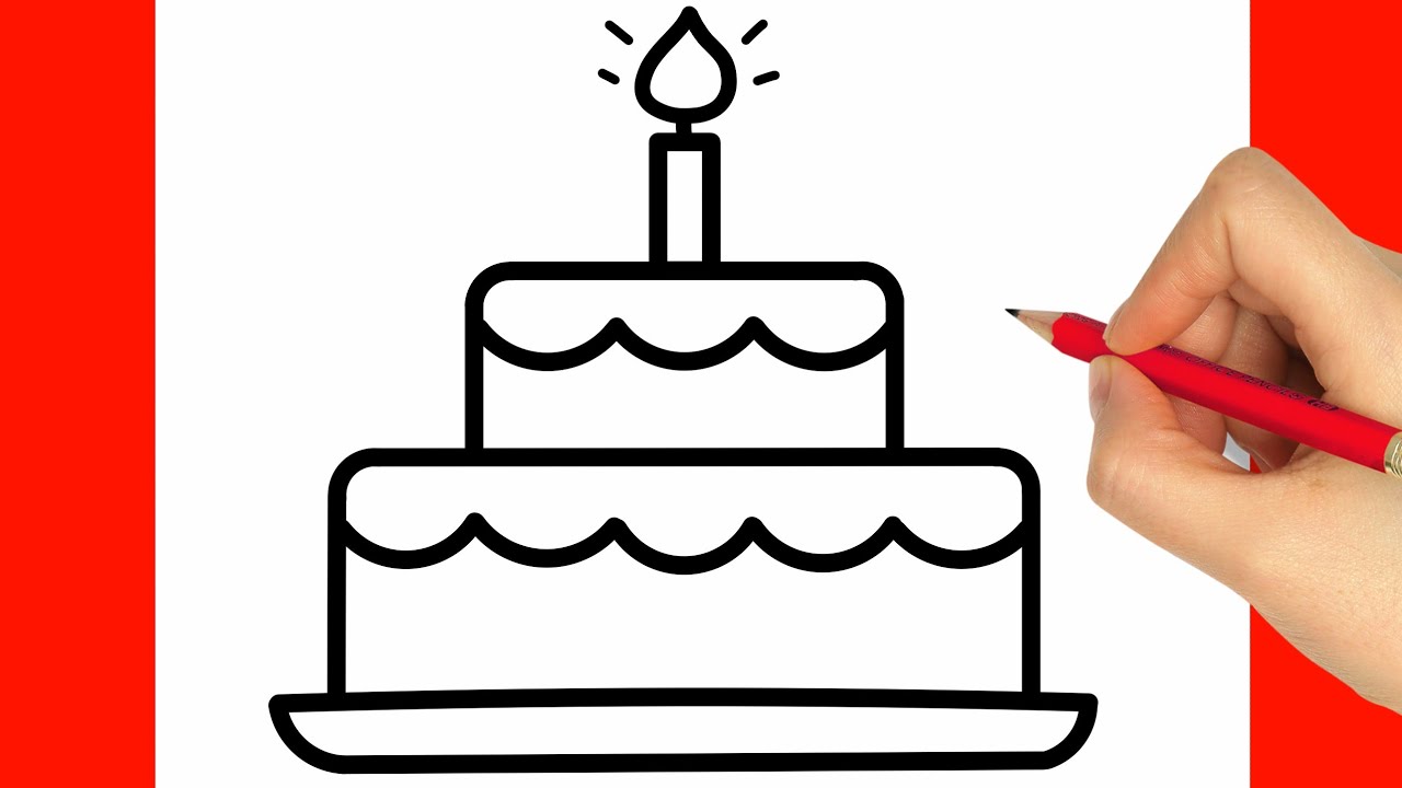CÓMO DIBUJAR UN PASTEL DE CUMPLEAÑOS